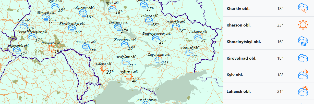 Ukraine Weather Map – UnboltSoft